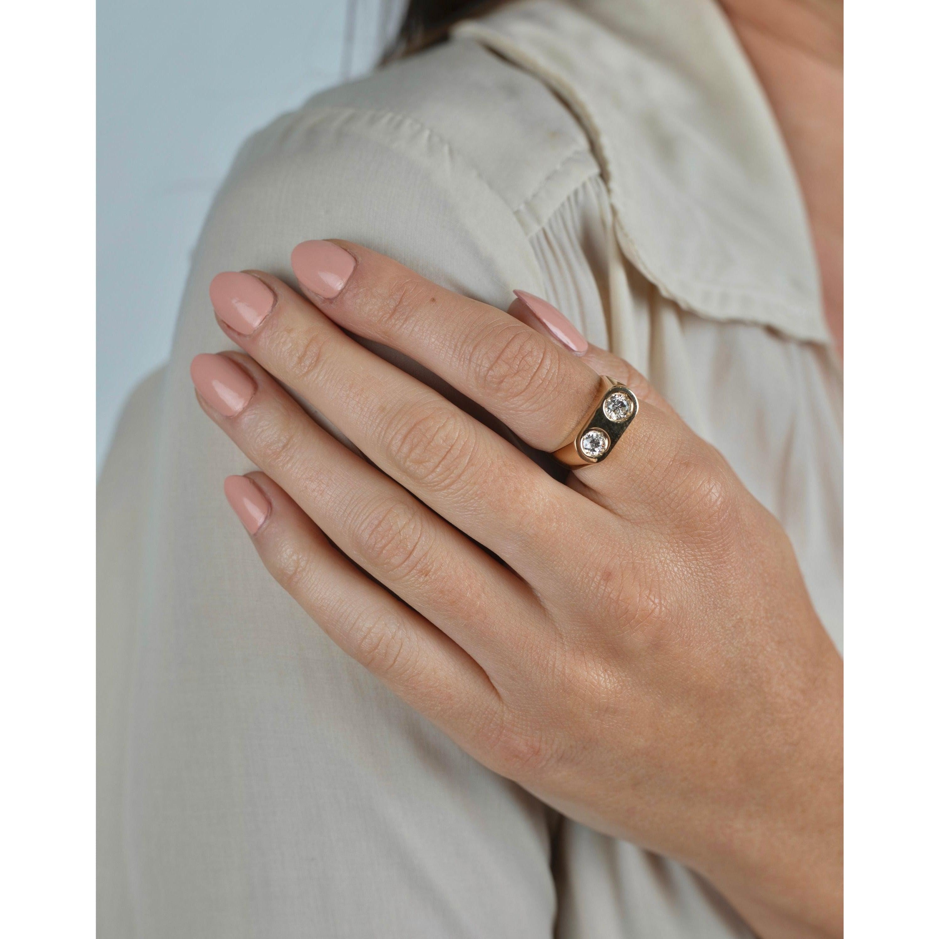 Two-Stone Bezel Diamond Ring in 18K Gold – ASSAY