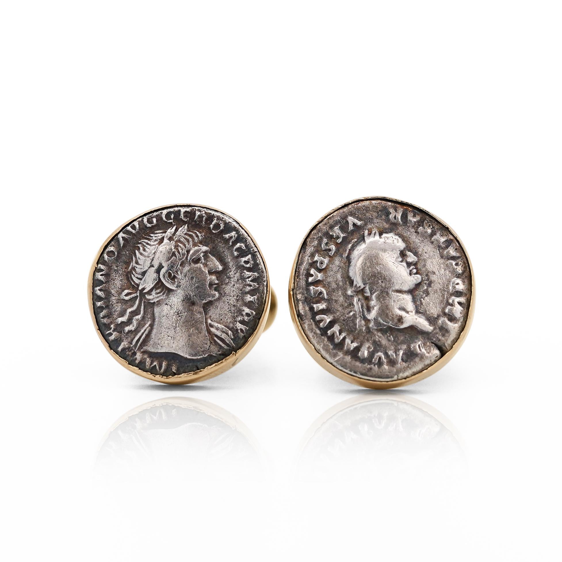 Ancient Roman Coin Cufflinks Of Vespasian and Maiorianus in 14k Gold F ...