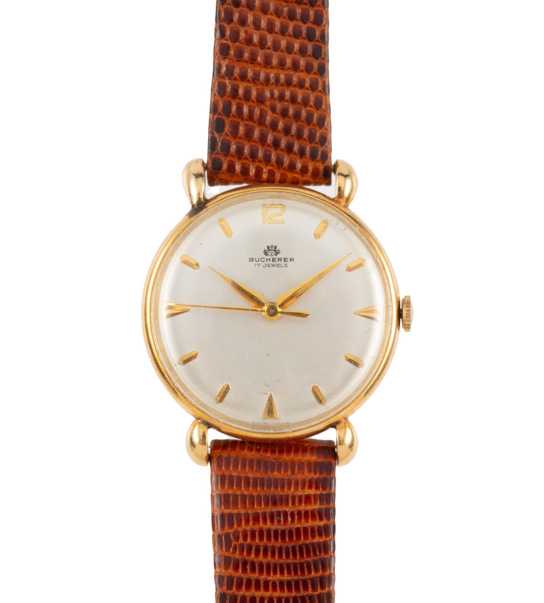 Bucherer 33mm Manual Wind 18K Gold On Leather Watch Ref 50030 – ASSAY