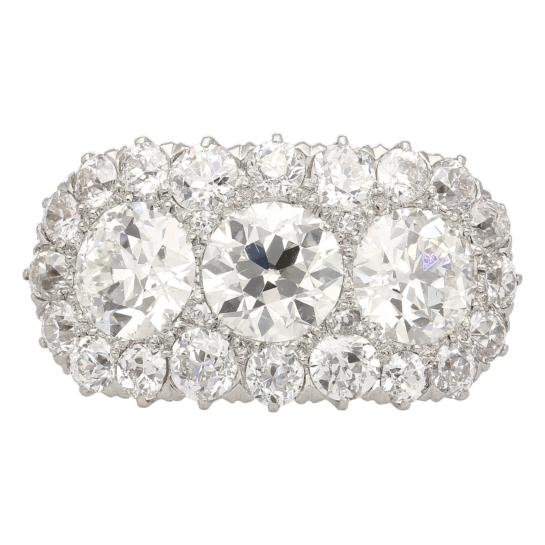 Vintage 4.50 CTTW Old European Cut Diamond Three-Stone Art Deco Engage ...