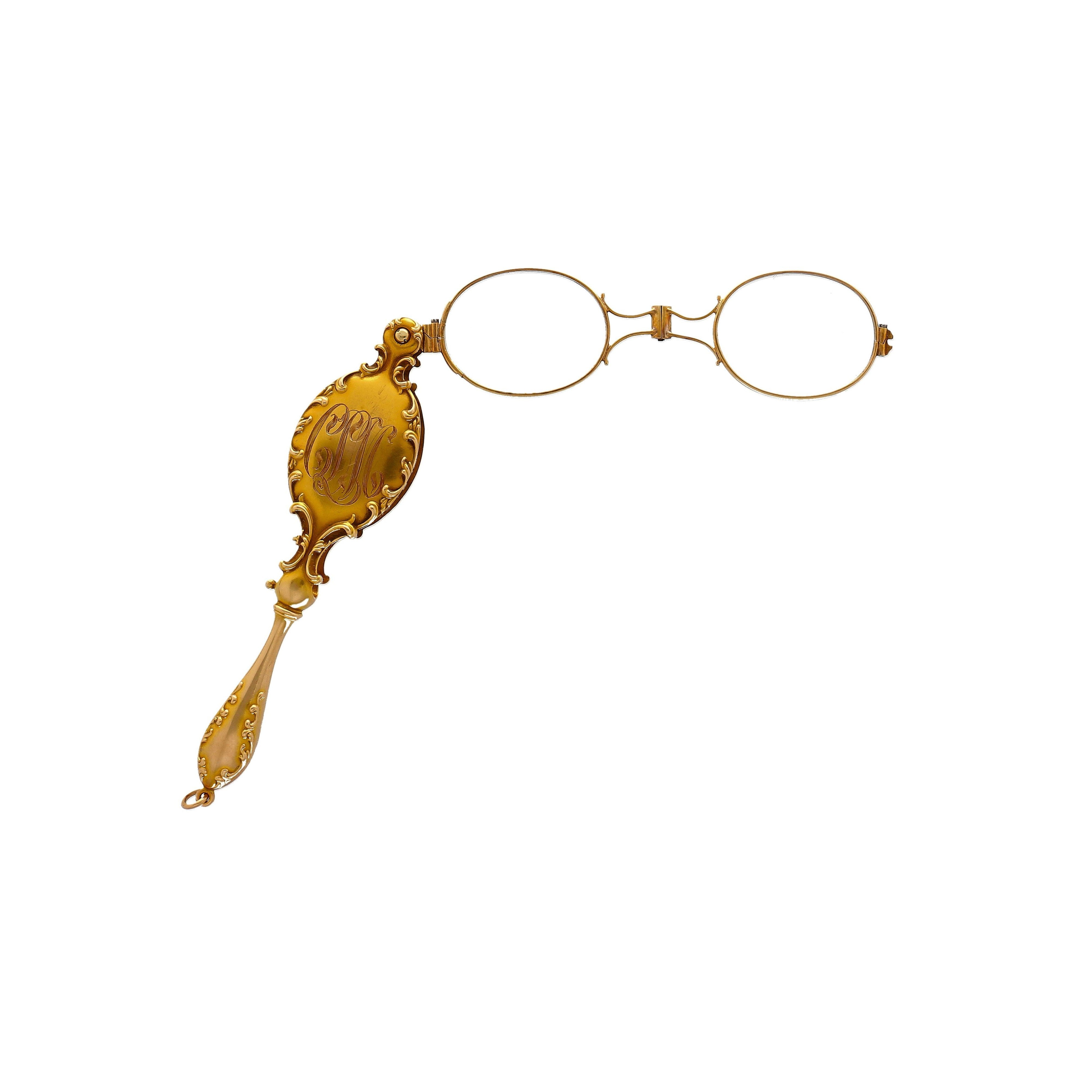 Vintage Retro Era Lorgnette Glasses With 14K Yellow Gold Case – ASSAY